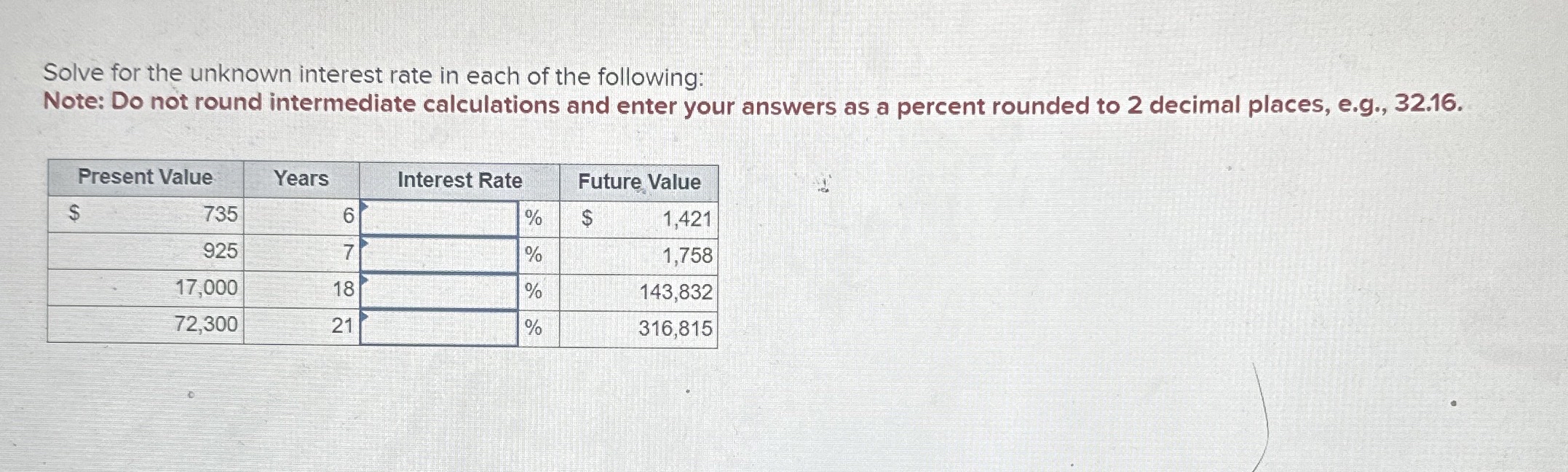 Solved Solve for the unknown interest rate in each of the | Chegg.com