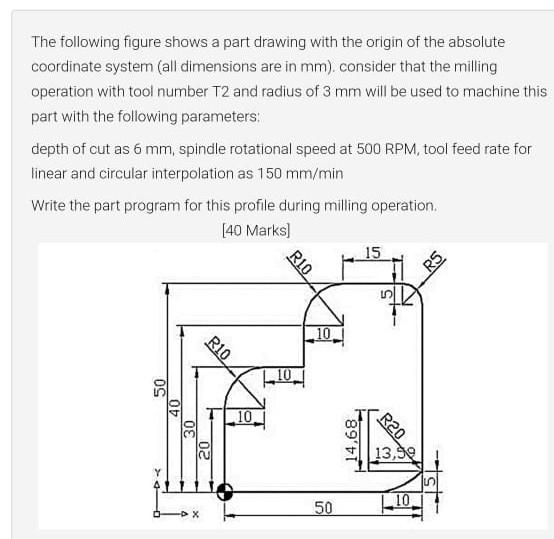 Solved The following figure shows a part drawing with the | Chegg.com