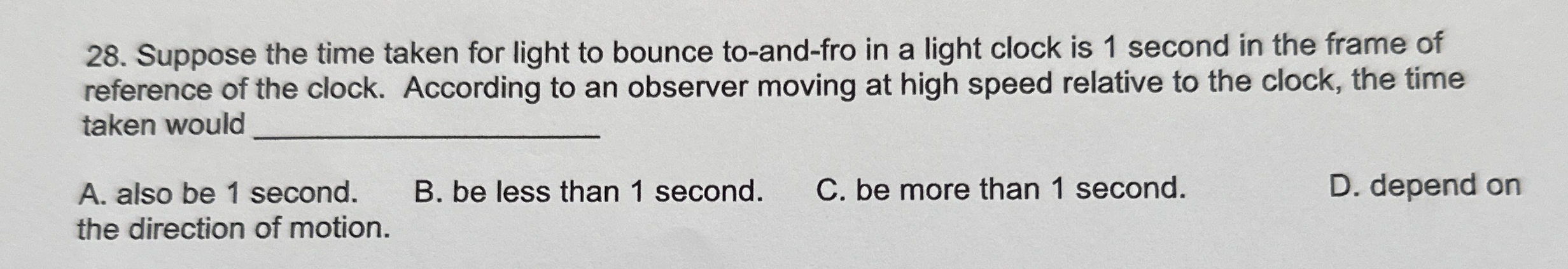 Solved Suppose the time taken for light to bounce to-and-fro | Chegg.com