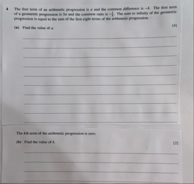 Solved 4 ﻿The first term of an arithmetic progression is α | Chegg.com
