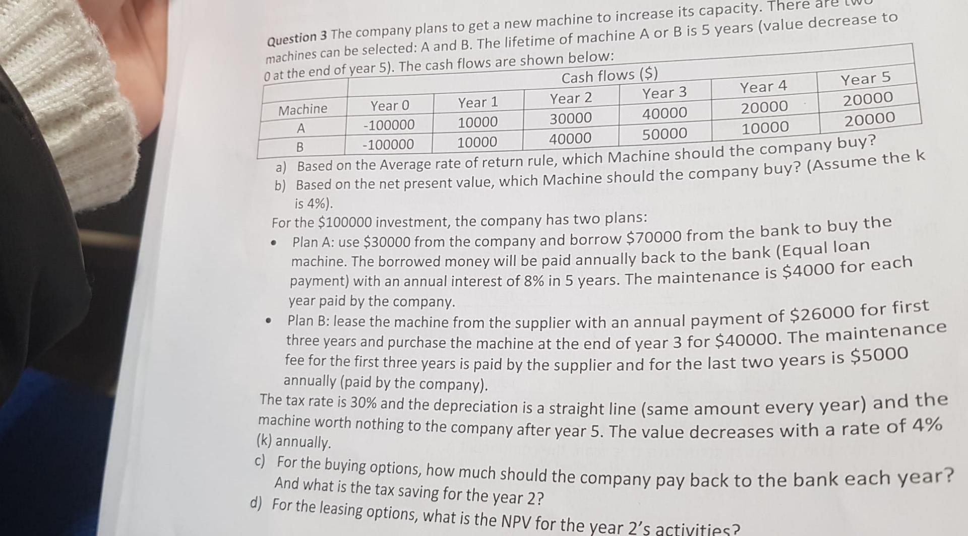Solved Question 3 The company plans to get a new machine to | Chegg.com