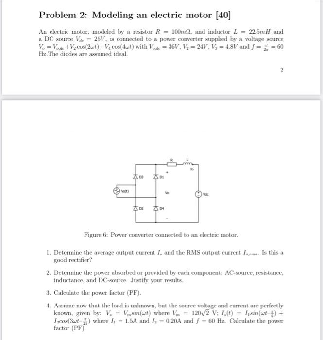 Solved Problem 2: Modeling an electric motor [40] An | Chegg.com