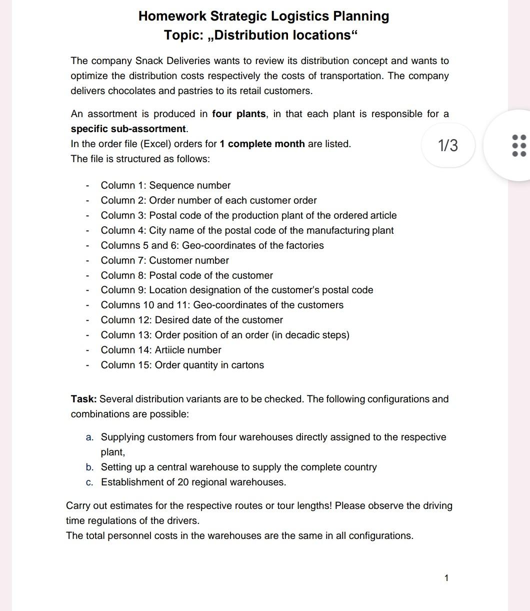 Solved Homework Strategic Logistics Planning Topic: | Chegg.com