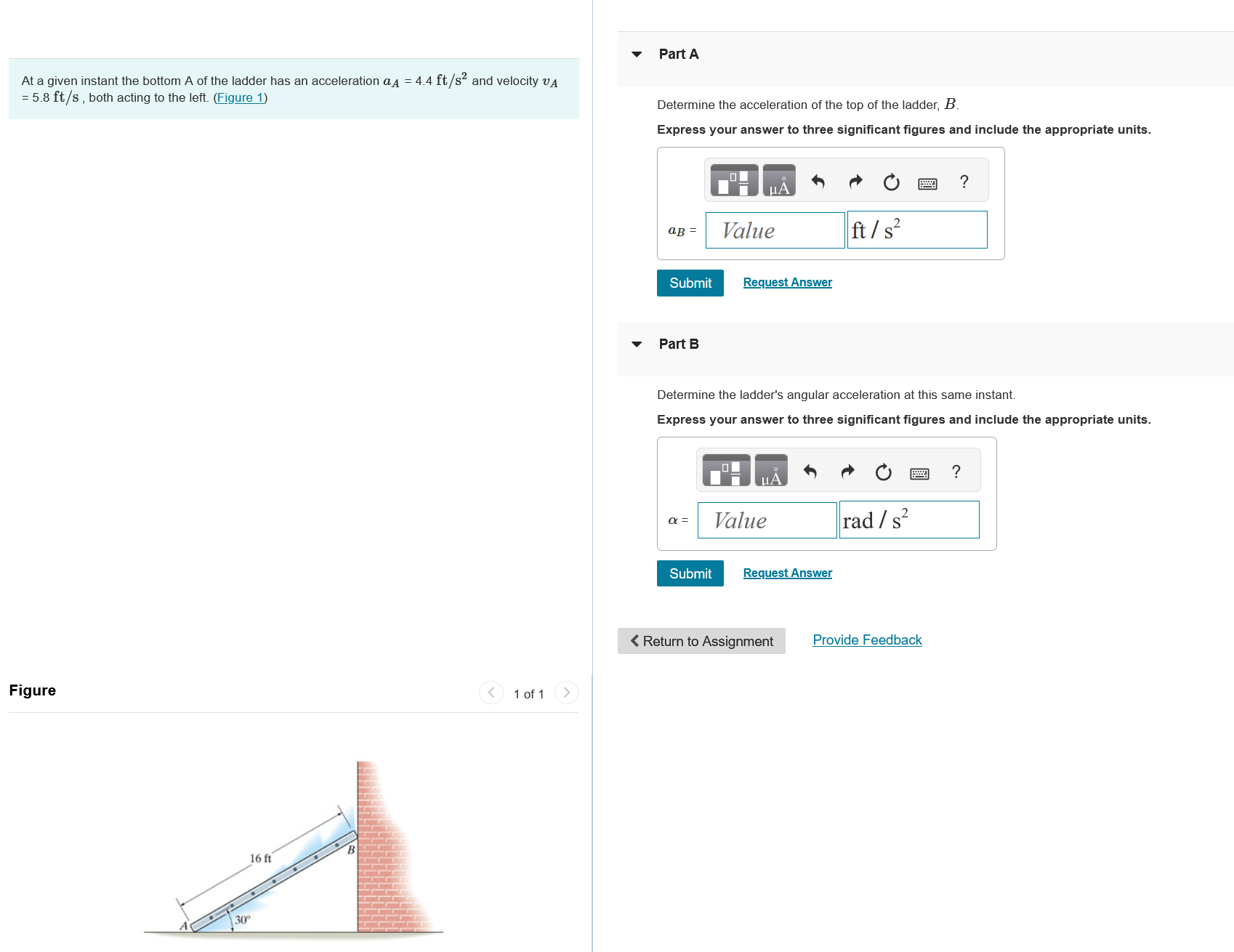 Solved At a given instant the bottom A of the ladder has an | Chegg.com