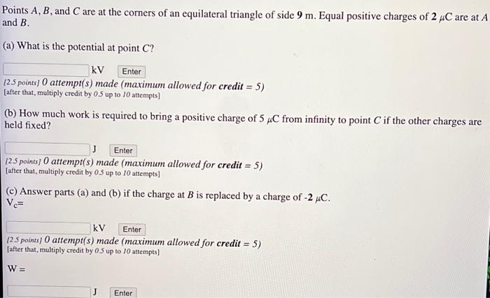 Solved Points A,B, and C are at the corners of an | Chegg.com