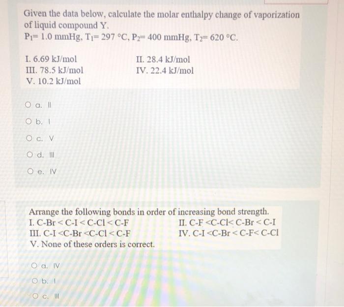Solved Given the data below, calculate the molar enthalpy | Chegg.com