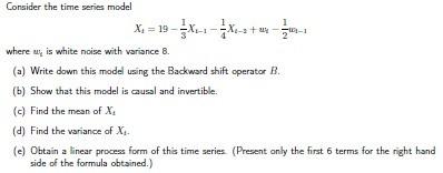 Solved Consider the time series model | Chegg.com