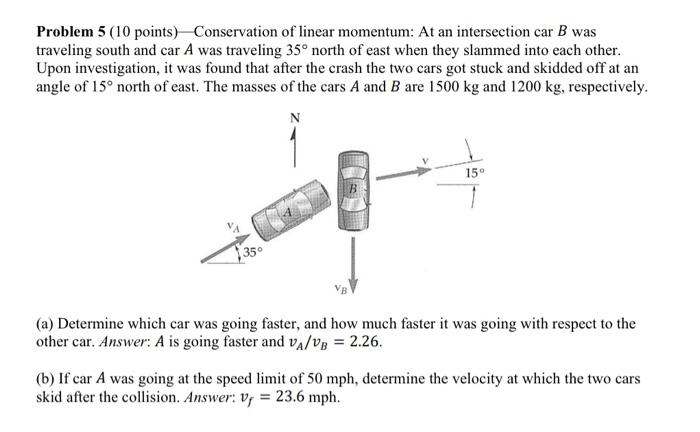 Solved Problem 5 (10 points) - Conservation of linear | Chegg.com