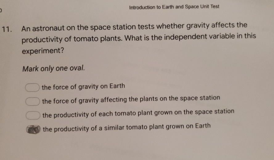 Solved Introduction to Earth and Space Unit Test 11. An | Chegg.com