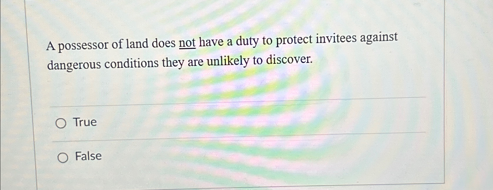 Solved A possessor of land does not have a duty to protect | Chegg.com