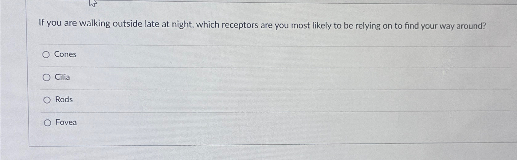 Solved If you are walking outside late at night, which | Chegg.com