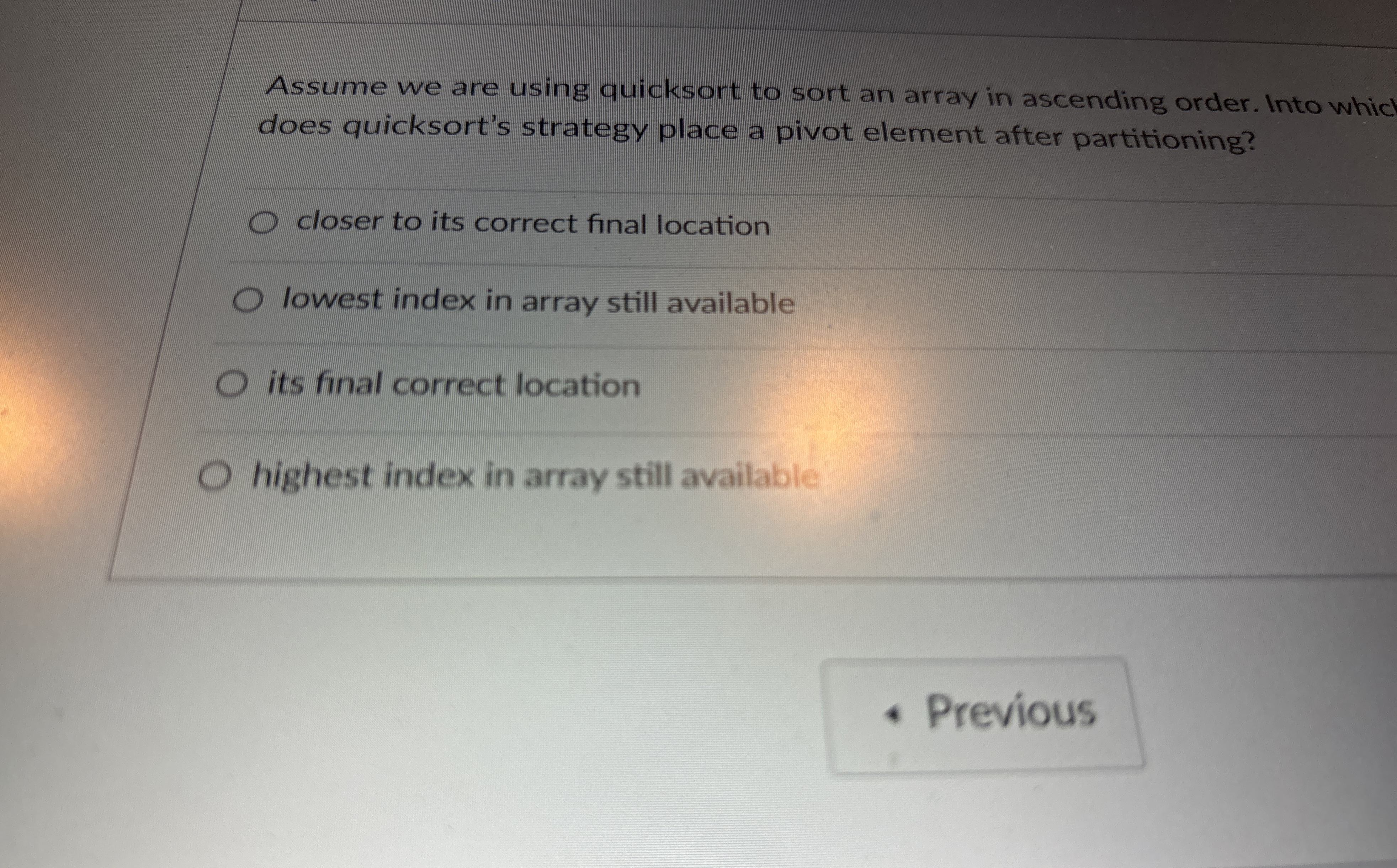 Solved Assume we are using quicksort to sort an array in | Chegg.com