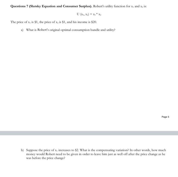 Solved Questions 7 (Slutsky Equation and Consumer Surplus). | Chegg.com