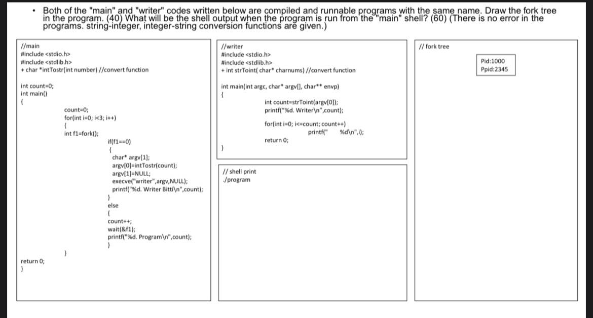 Solved Both of the "main" and "writer" codes written below | Chegg.com