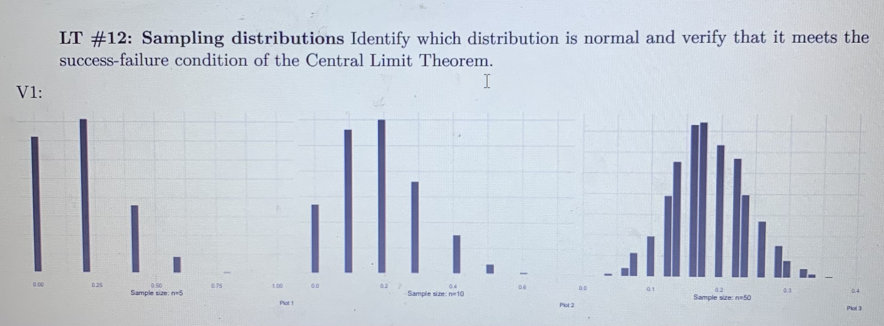 Solved LT #12: Sampling distributions Identify which | Chegg.com