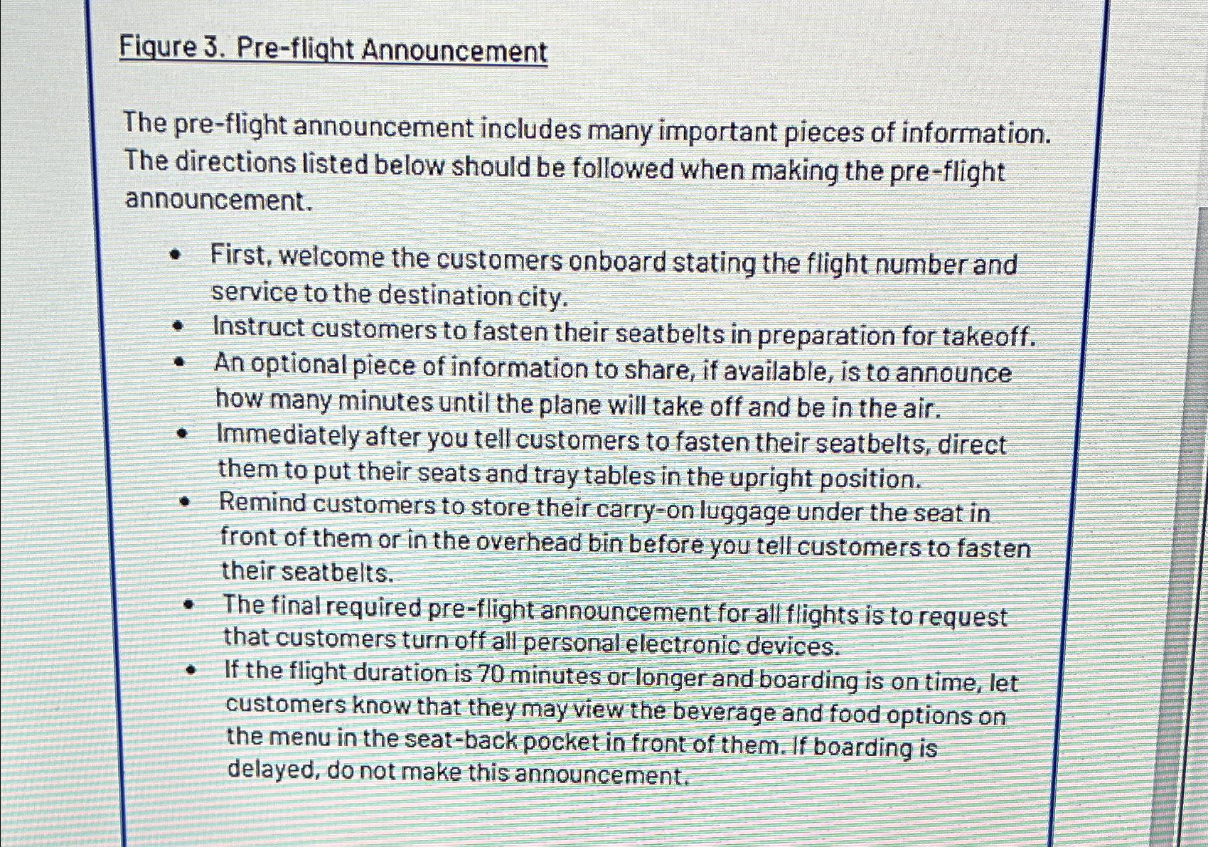 Solved Fiqure 3. ﻿Pre-flight AnnouncementThe pre-flight | Chegg.com