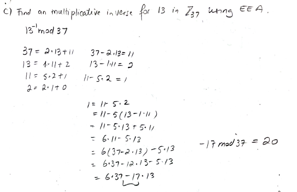 Solved Topics: Multiplicative inverses; Fermat, Euclid, | Chegg.com