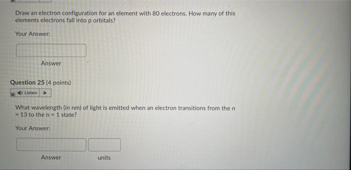 Solved Draw an electron configuration for an element with 80 | Chegg.com