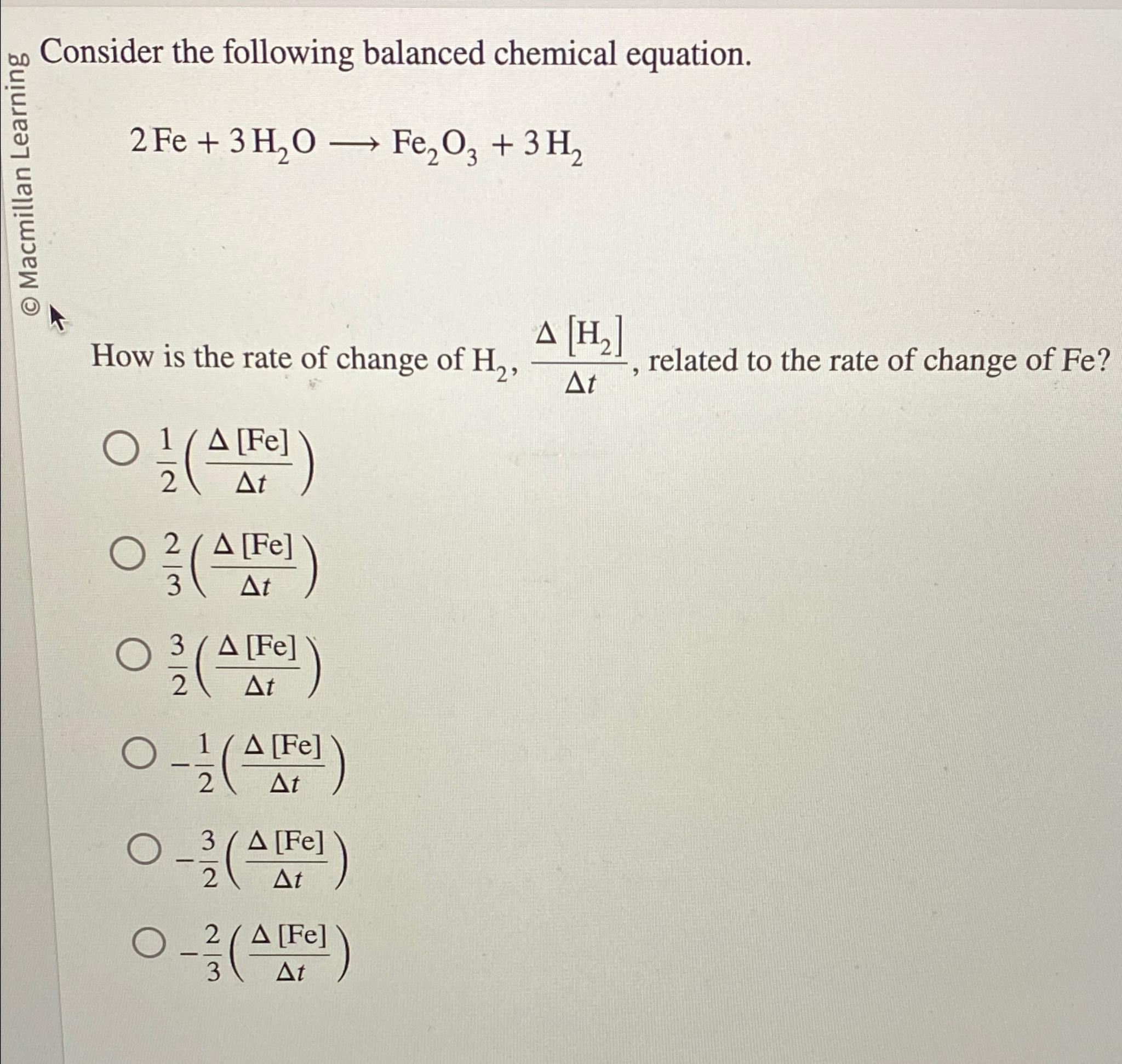 Solved Consider the following balanced chemical | Chegg.com