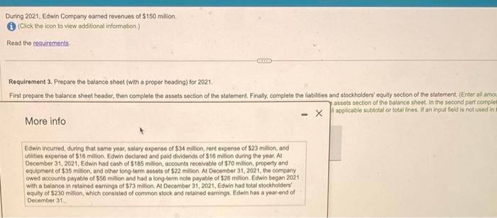 Solved Requirement 3. Prepare the balance sheet (with a | Chegg.com