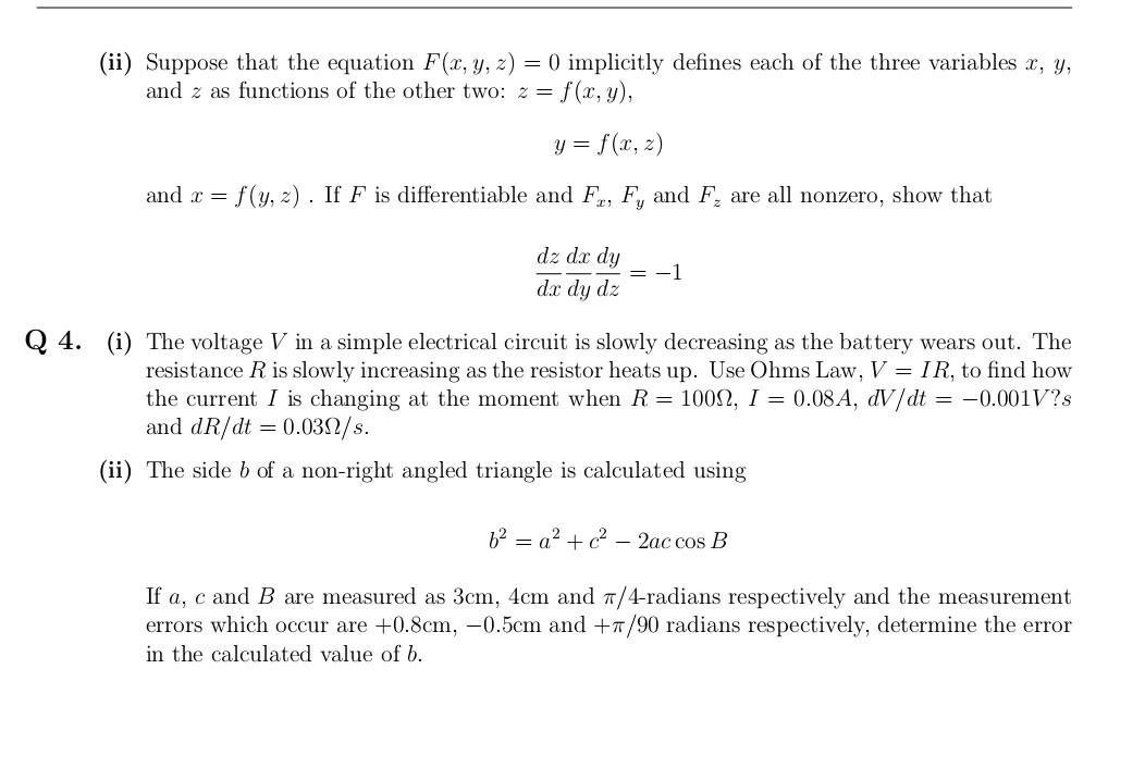 Solved (ii) Suppose that the equation F(x,y,z)=0 implicitly | Chegg.com