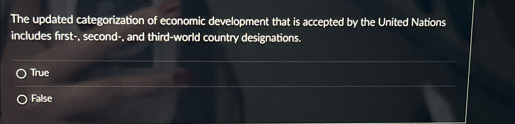 Solved The updated categorization of economic development | Chegg.com