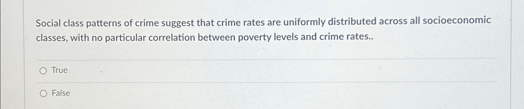 Solved Social class patterns of crime suggest that crime | Chegg.com