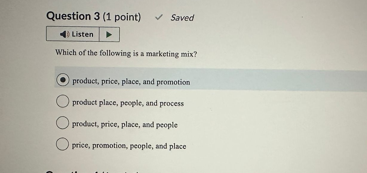 Solved Question 3 (1 ﻿point) ﻿SavedListenWhich of the | Chegg.com