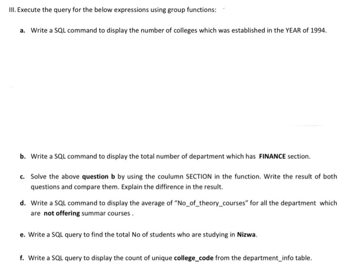 Solved Using Oracle SQL Developer, execute the SQL | Chegg.com