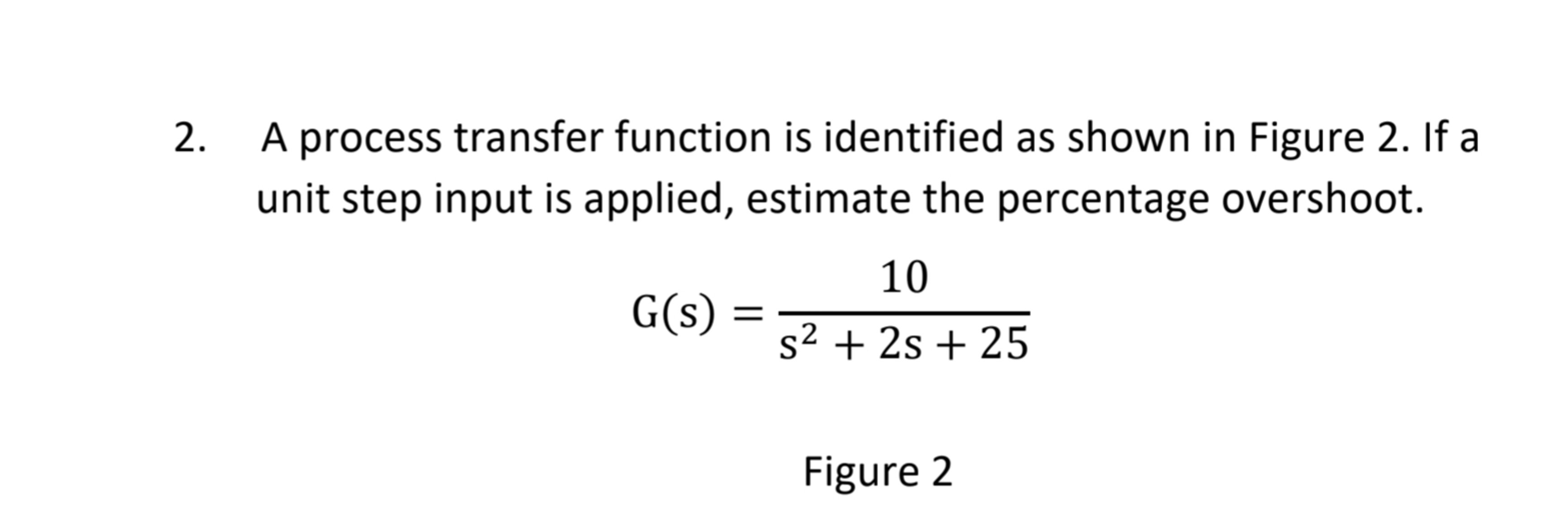 A process transfer function is identified as shown in | Chegg.com