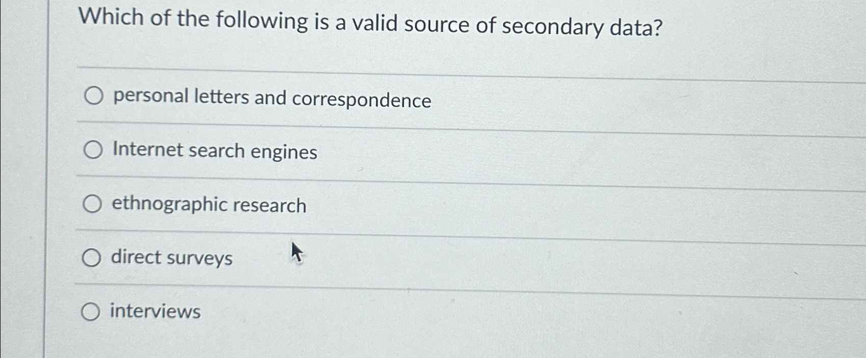 Solved Which of the following is a valid source of secondary | Chegg.com