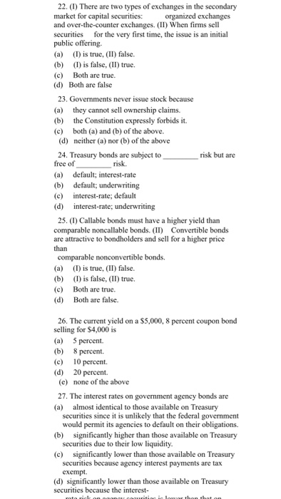 Solved 22. (1) There are two types of exchanges in the | Chegg.com