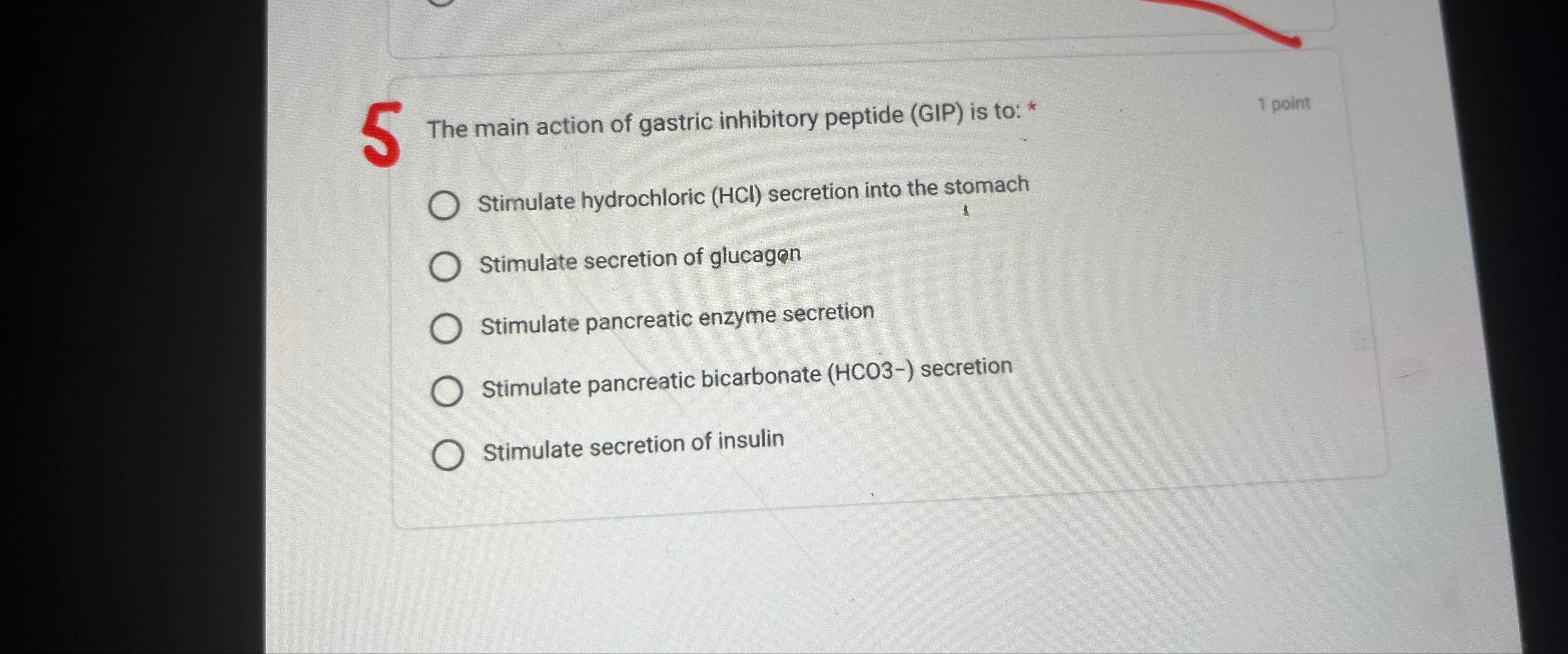 Solved The main action of gastric inhibitory peptide (GIP) | Chegg.com