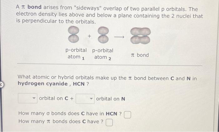Solved A π bond arises from "sideways" overlap of two | Chegg.com