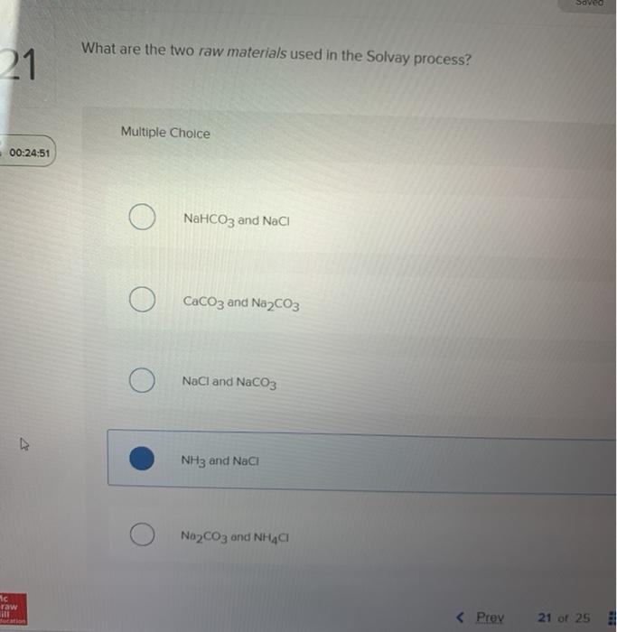 Solved What are the two raw materials used in the Solvay | Chegg.com