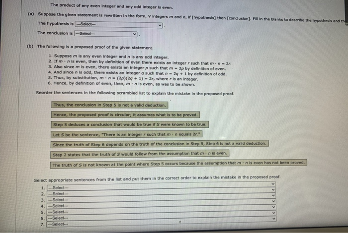 Solved The Product Of Any Even Integer And Any Odd Integer