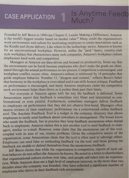 Solved CASE APPLICATION CASE APPLICATION 1 Is Anytime Feedb | Chegg.com