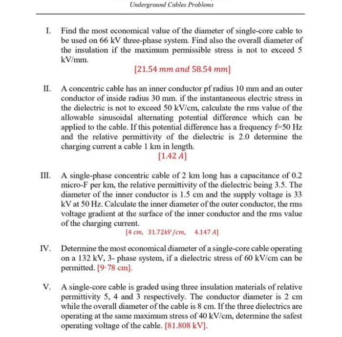 Solved power system analysis (underground cables), please | Chegg.com