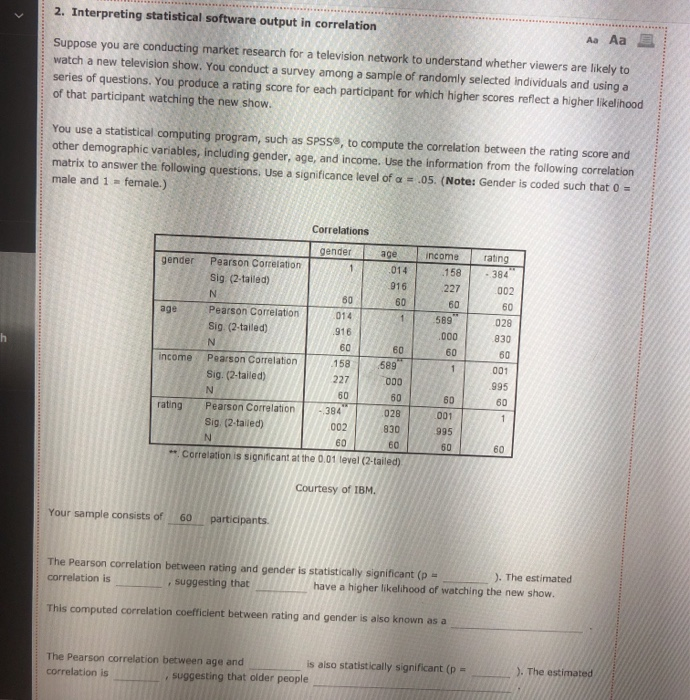 Solved 2 Interpreting Statistical Software Output In