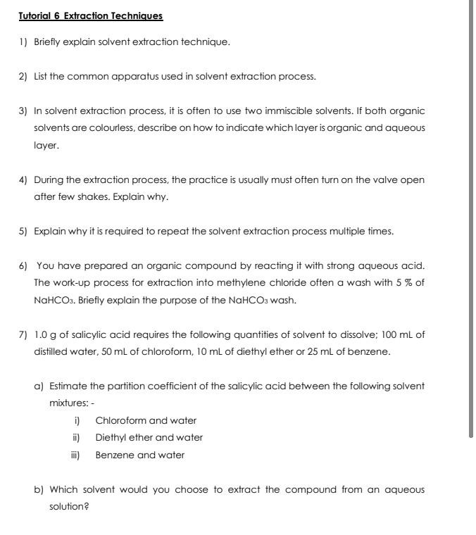 Solved 2) List the common apparatus used in solvent | Chegg.com
