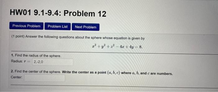 Solved HW01 9.1-9.4: Problem 12 Previous Problem Problem | Chegg.com