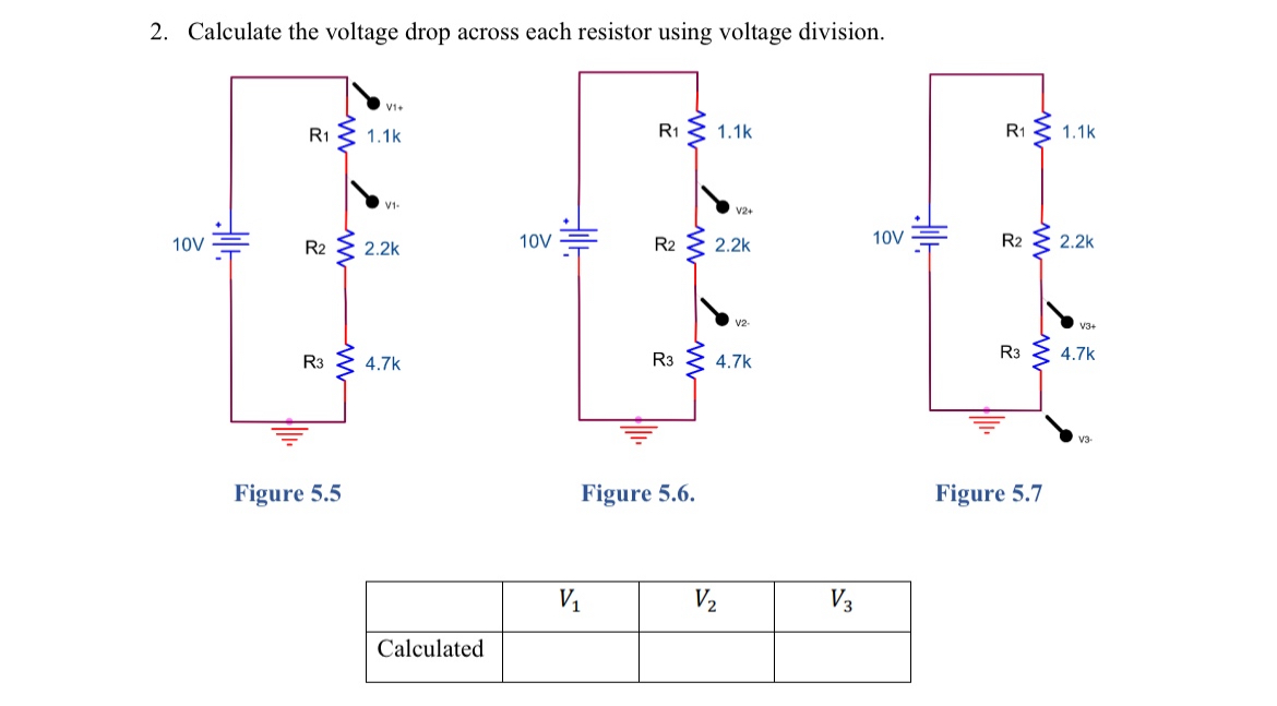 Solved Calculate the voltage drop across each resistor using | Chegg.com