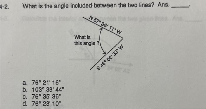 Solved What is the angle included between the two lines? | Chegg.com