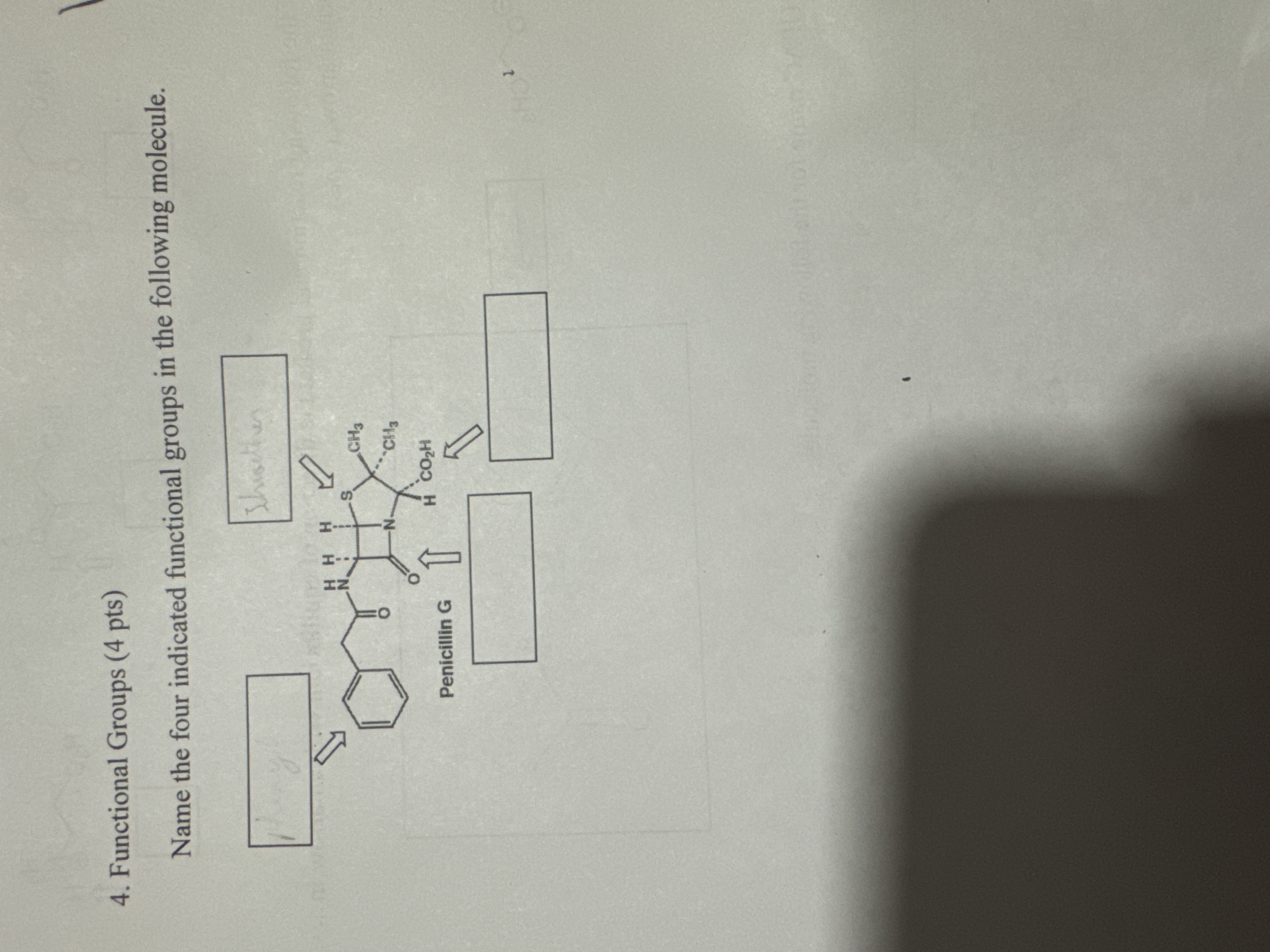 Solved 4. ﻿Functional Groups (4 ﻿pts)Name the four indicated | Chegg.com