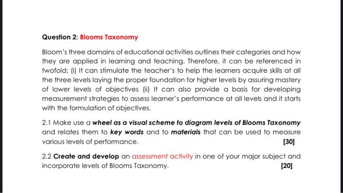 Bloom's three domains of educational activities | Chegg.com