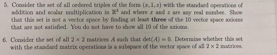 Solved 5. Consider the set of all ordered triples of the | Chegg.com