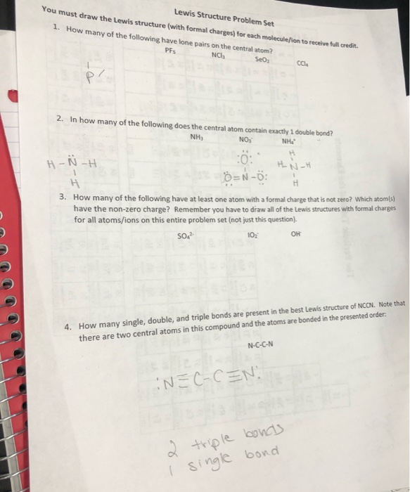 Solved Lewis Structure Problem Set You must draw the Lewis | Chegg.com