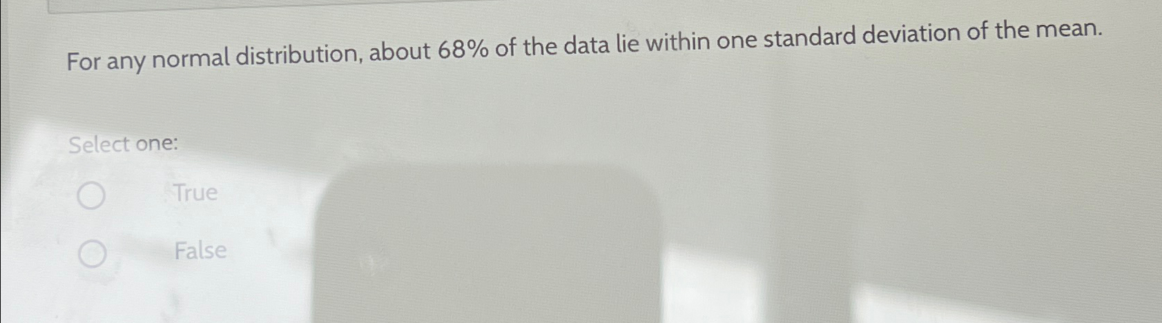 Solved For any normal distribution, about 68% ﻿of the data | Chegg.com