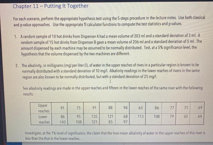 Solved Chapter 11 - Putting It Together For each scenario, | Chegg.com