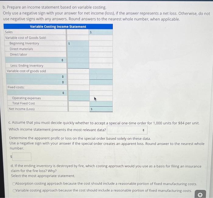 Solved Variable and Absorption Costing Summarized data for | Chegg.com